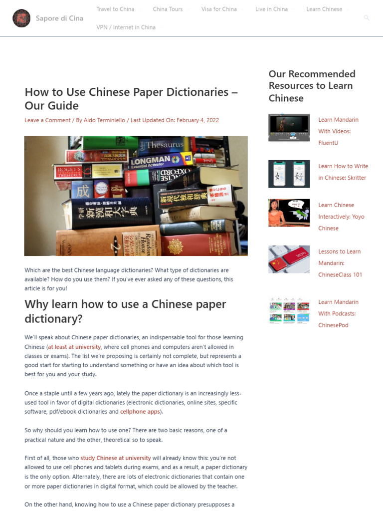 How To Use Chinese Paper Dictionaries - Our Guide | PDF | Languages Of ...