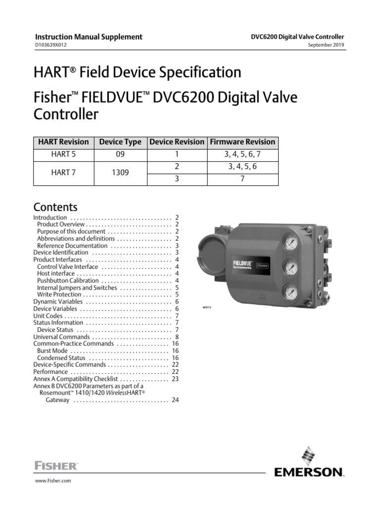 Im Supplement Fieldvue dvc6200 Digital Valve Controller Hart Field ...
