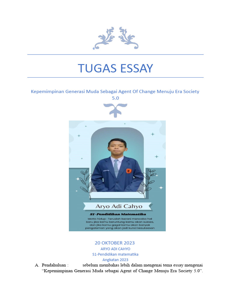 Aryo Adi Cahyo - Pendidikan Matematika - Essay | PDF