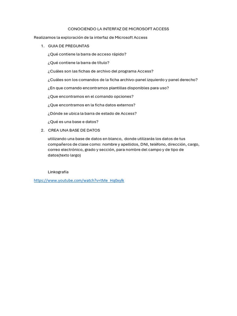 CONOCIENDO LA INTERFAZ DE MICROSOFT ACCESS | PDF