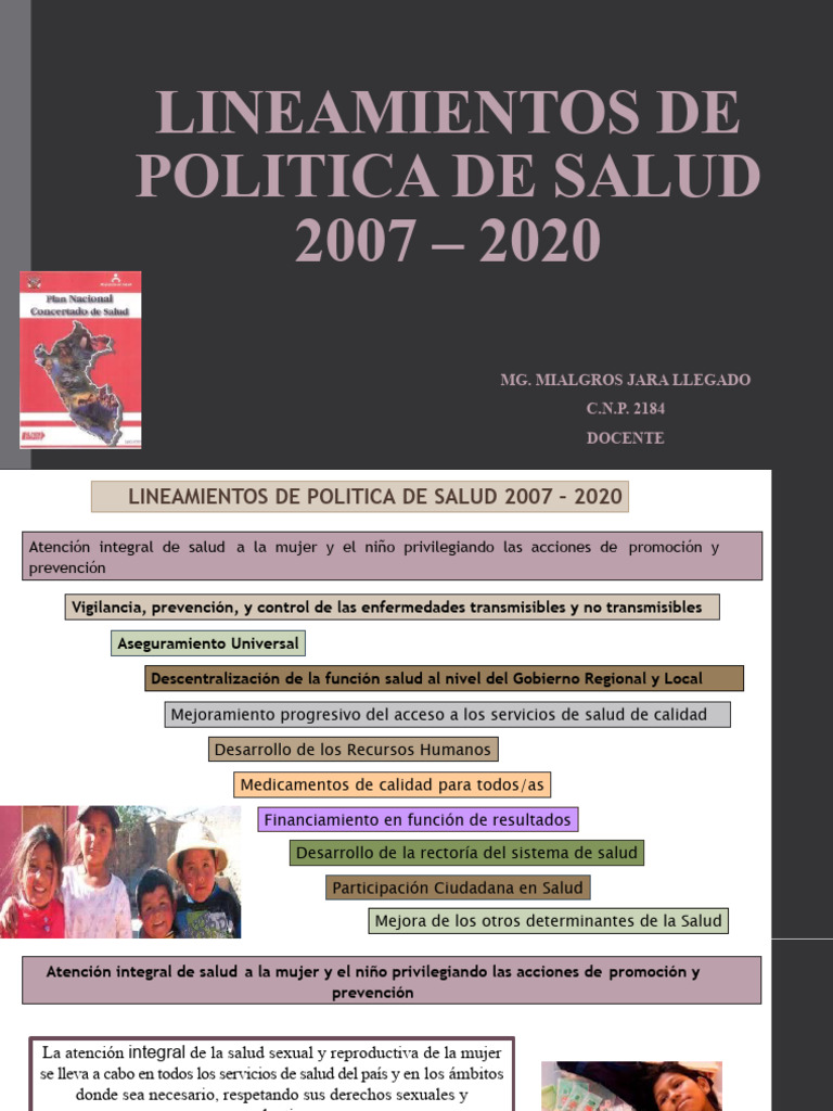 Lineamientos de Politica de Salud 2007 - 2020 | PDF