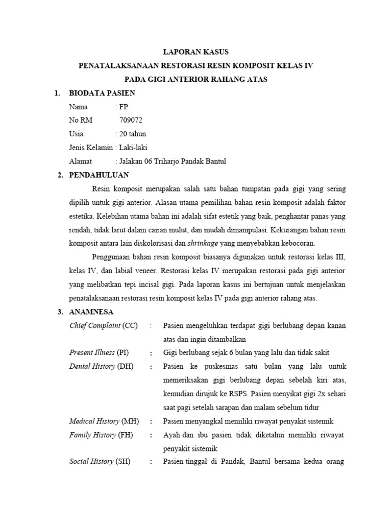 Restorasi Resin Komposit Gigi Anterior | PDF