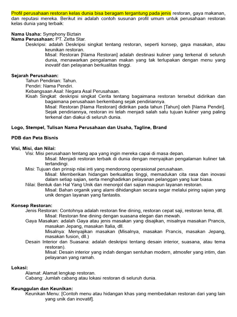 Contoh Profil Usaha | PDF