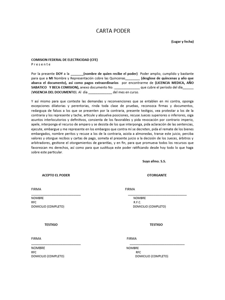 Formato Carta Poder | PDF | Justicia | Crimen y violencia
