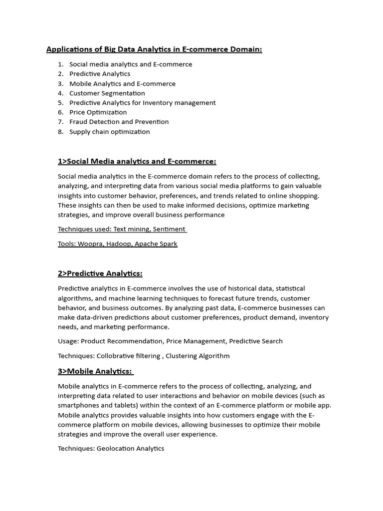 Applications of Big Data Analytics in E-Commerce | PDF | Analytics ...