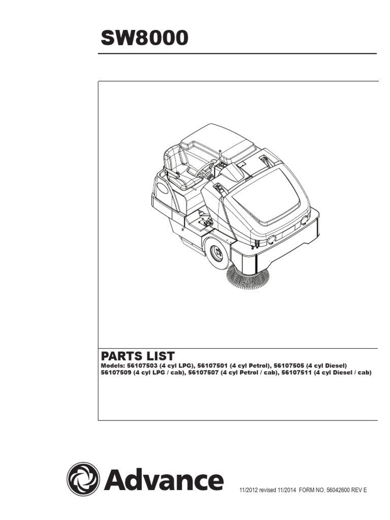 Advance SW8000 Parts Manual | PDF