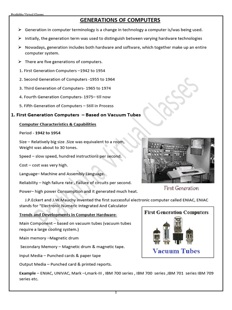 Generations of Computers | PDF | Computer Data Storage | Integrated Circuit