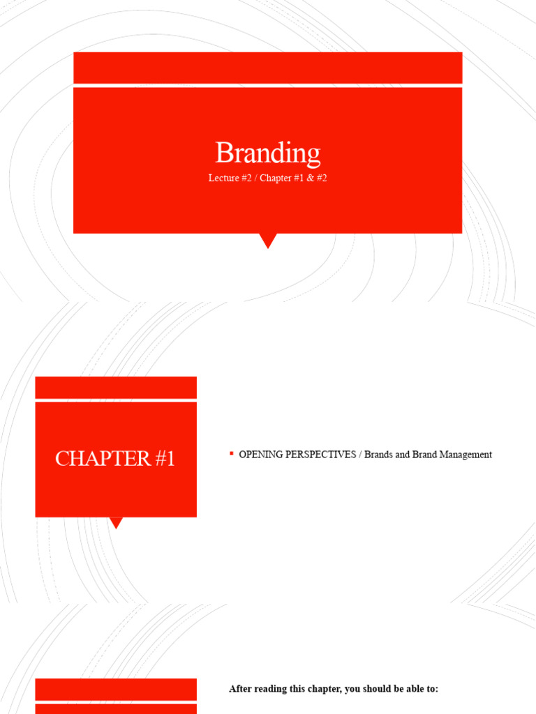 Branding - Lecture #2 - Chapter #1 & #2 | PDF