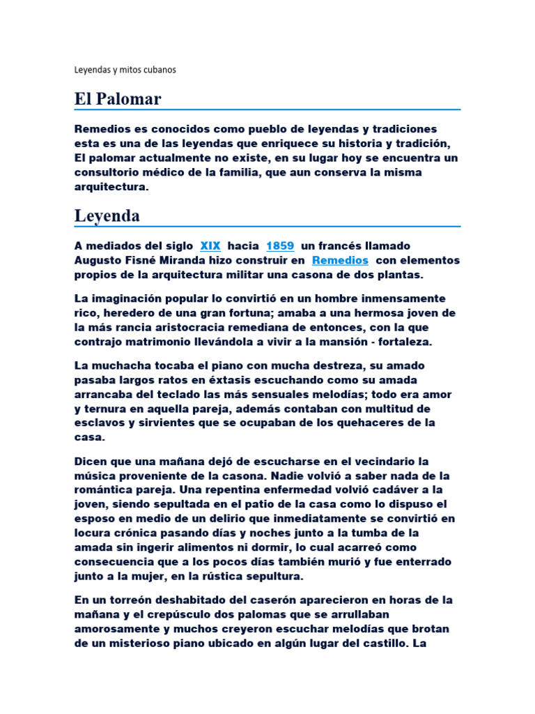 Leyendas y Mitos de Cuba | PDF