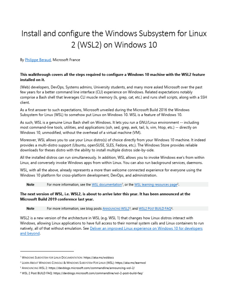 Install and Configure WSL2 On Windows 10 | PDF | Windows 10 | Linux ...