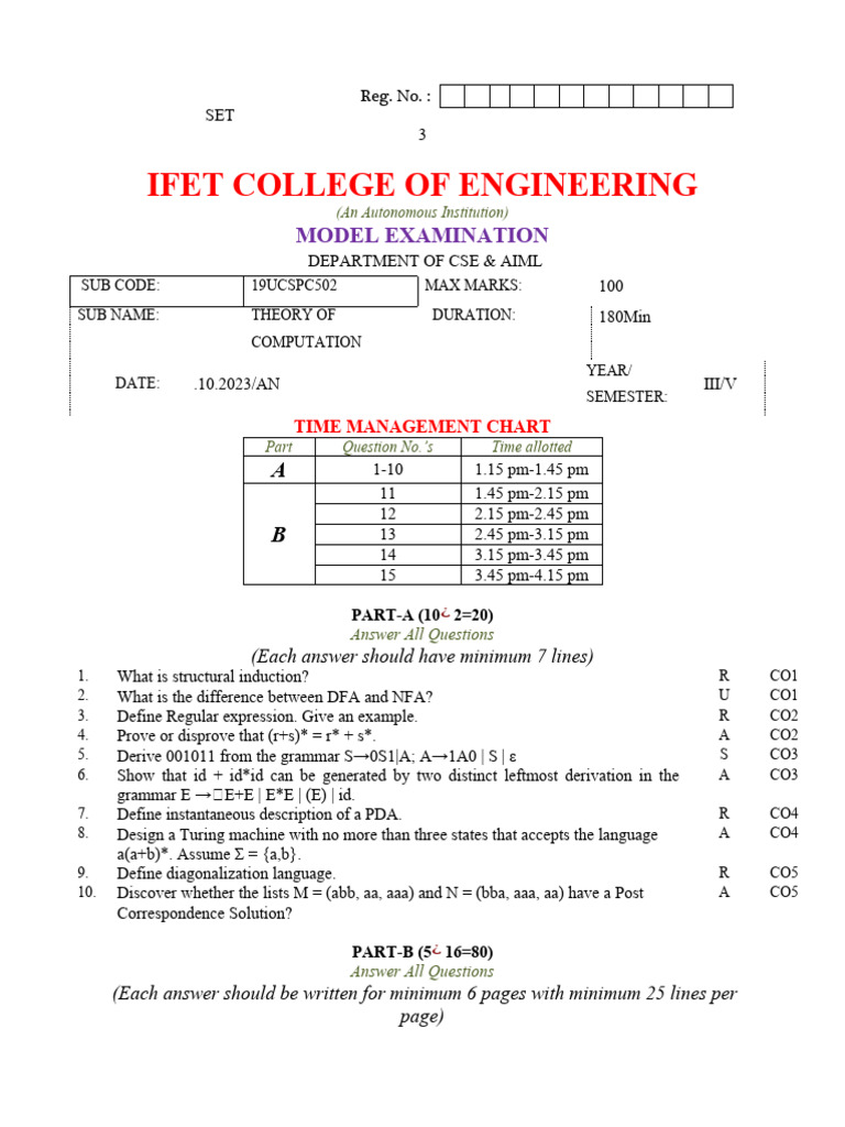 MODEL QP Set-3 | PDF | Regular Expression | Metalogic