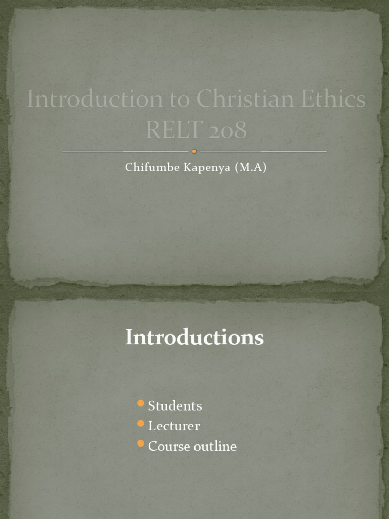 Christian Ethics Lecture Notes | PDF