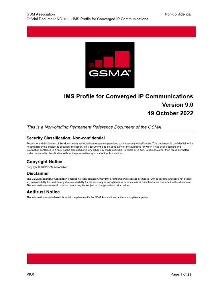 IMS Profile For Converged IP Communications 19 October 2022 | PDF