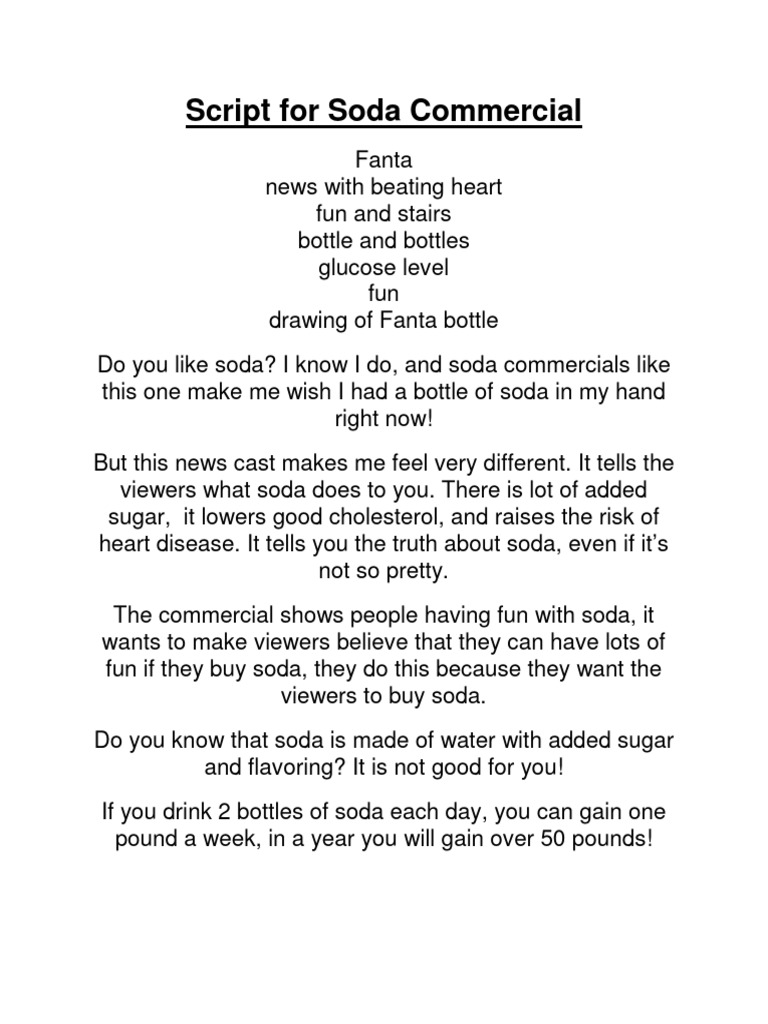 Script For Soda Commercial | PDF