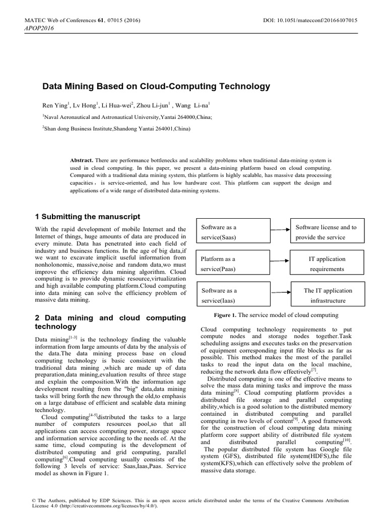 Data Mining Based On Cloud-Computing Technology | PDF | Cloud Computing ... Data Mining Based On Cloud-Computing Technology | PDF | Cloud Computing ...