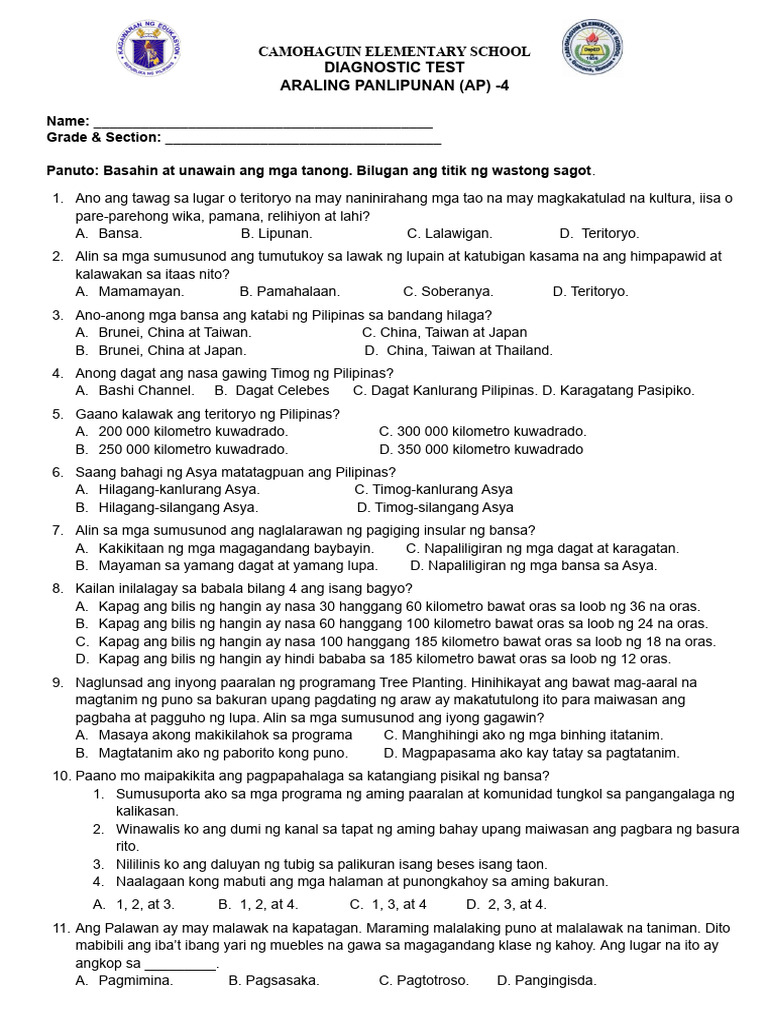 Diagnostic Test - Ap | PDF