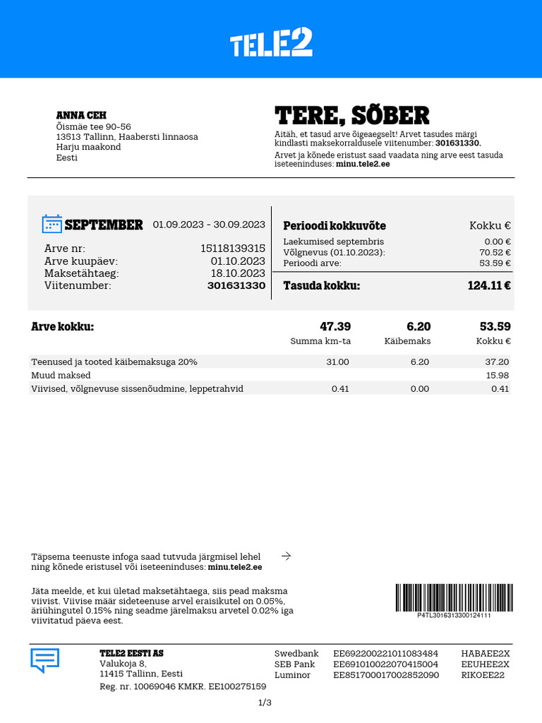 Tele2 Rechnung