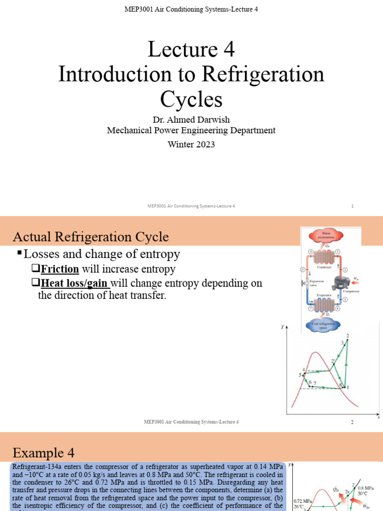 Lecture #04 - Introduction To Refrigeration Cycles. I | PDF