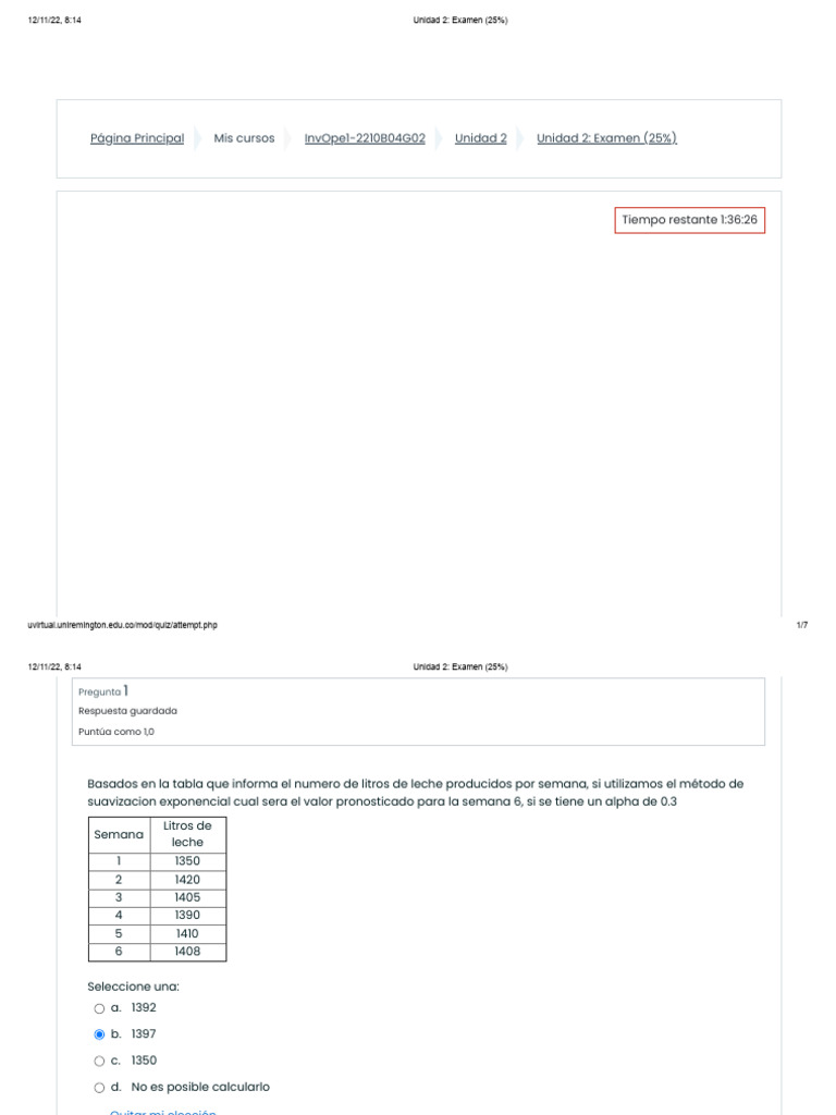 Unidad 2 - Examen (25%) Inv de Operaciones Nov 12-2022 | PDF | Software ...