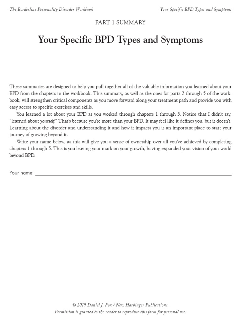 Workbook Olivia 2 | PDF | Borderline Personality Disorder | Personality ...