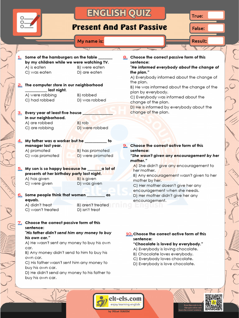 Quiz - Present and Past Passive | PDF