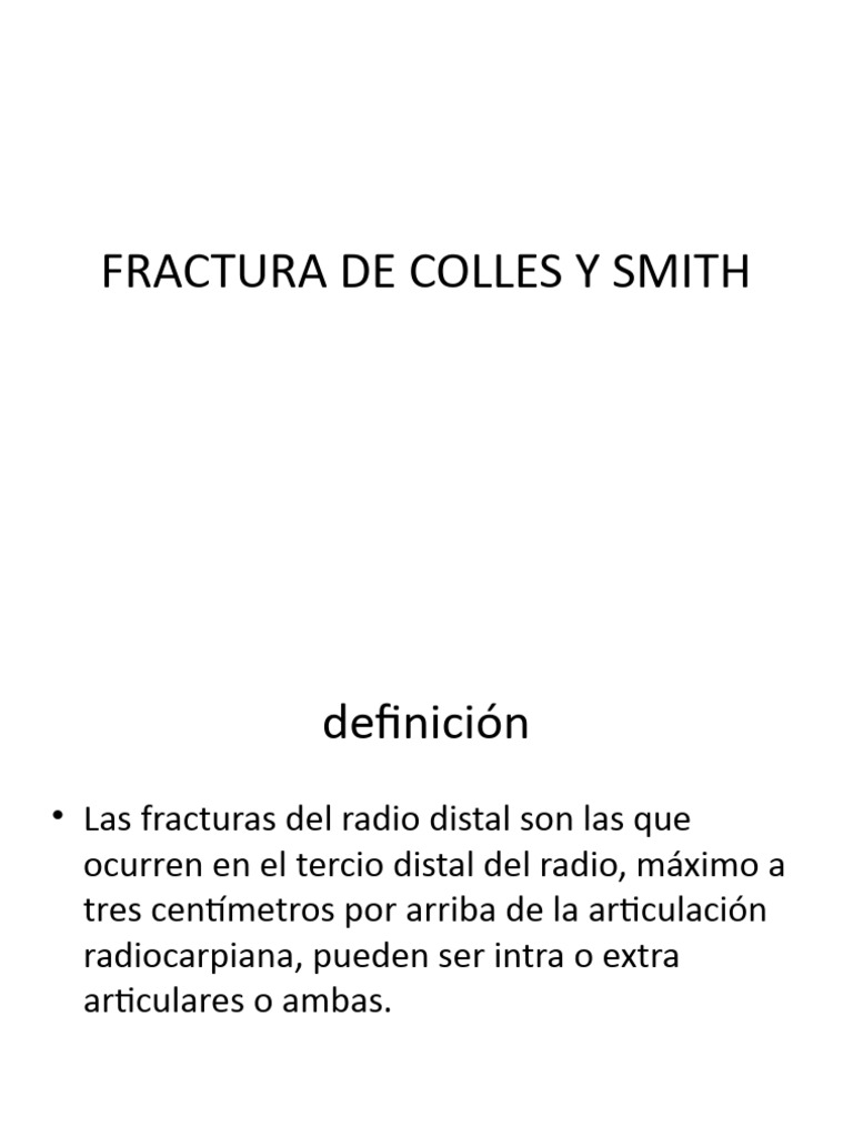 Fracturas de Colles y Smith: Definición y Tratamiento | PDF | Sistema ...