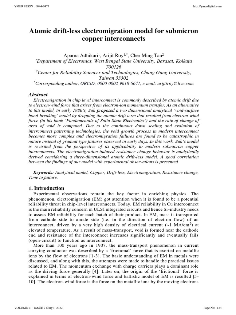 Electromigration in Cu Interconnects | PDF | Ion | Electron