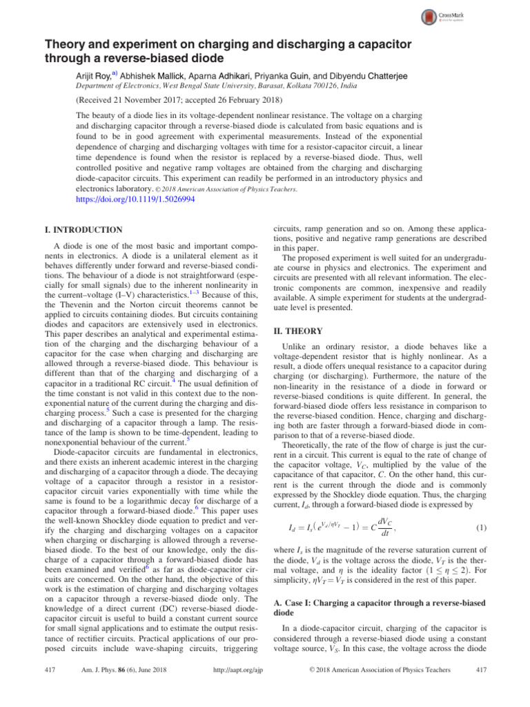 Capacitor Charging via Reverse-Biased Diode | PDF | Capacitor | Diode