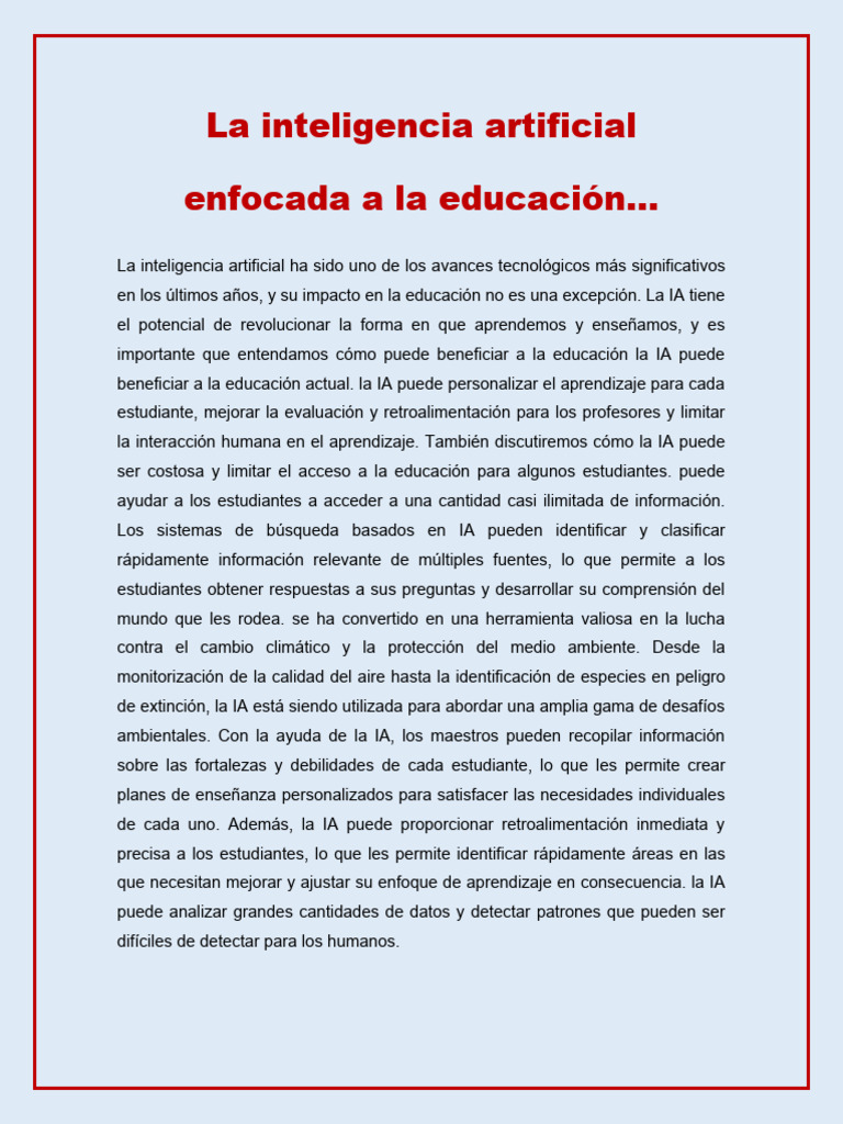 La Inteligencia Artificial Enfocada A La Educación | PDF | Inteligencia ...