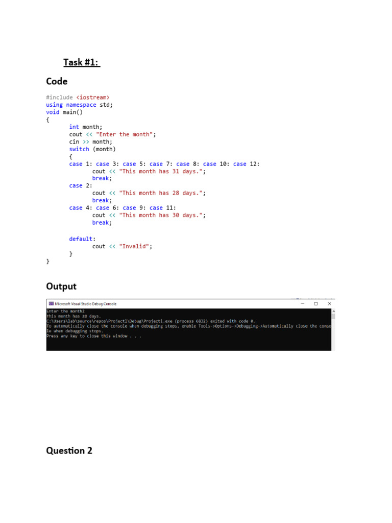 Task #1: Code | PDF | Namespace | Computer Programming