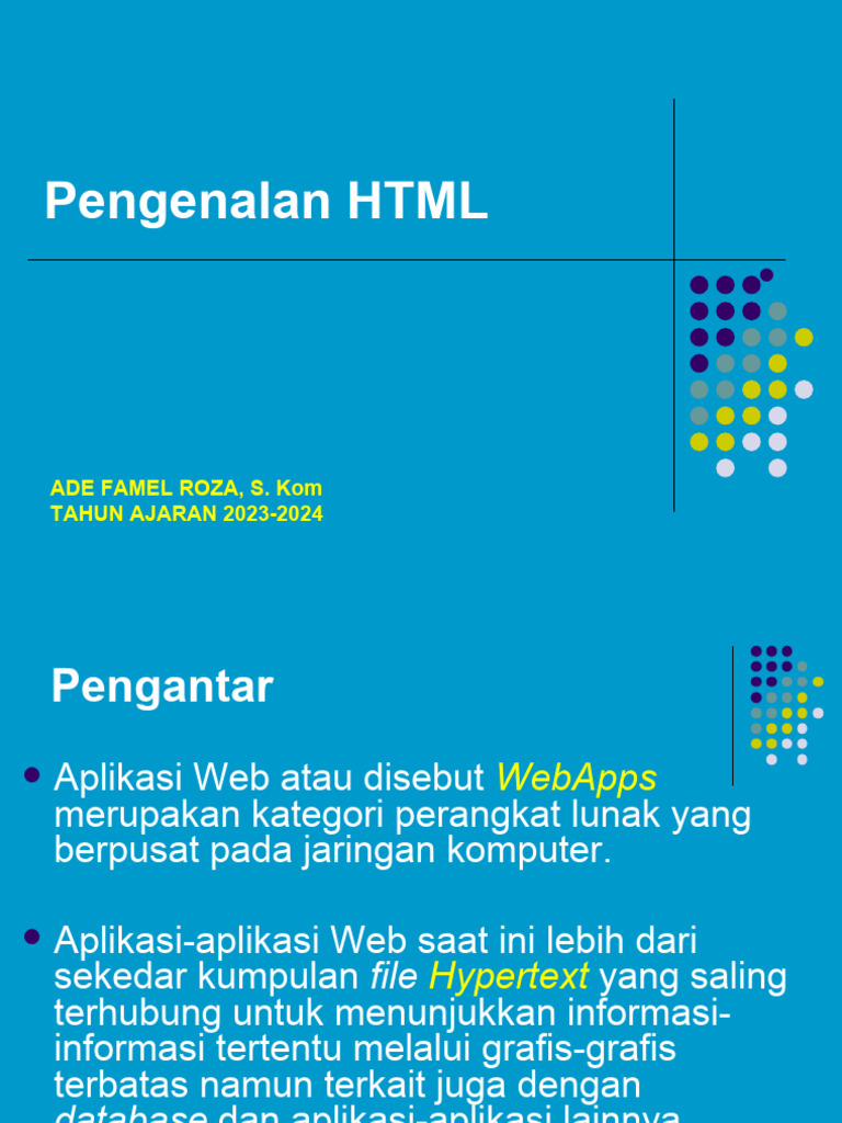 Materi Pengenalan HTML Ade | PDF