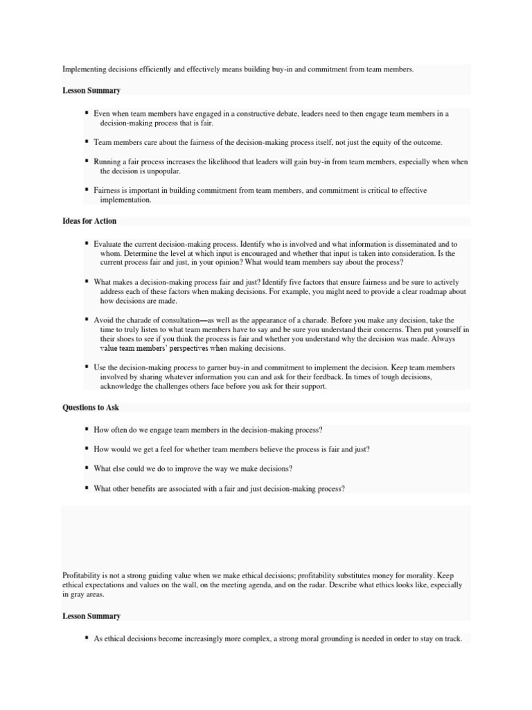 Implementing Decisions | PDF | Decision Making | Morality