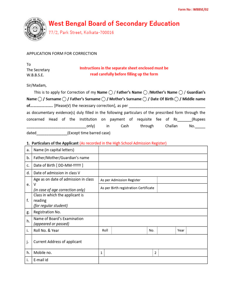 Application Form For Correction | PDF | Birth Certificate | Social Institutions