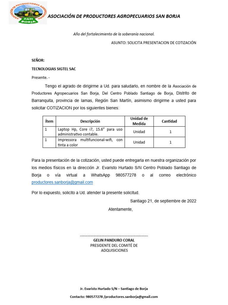 2 Carta de Solicitud de Cotizacion | PDF