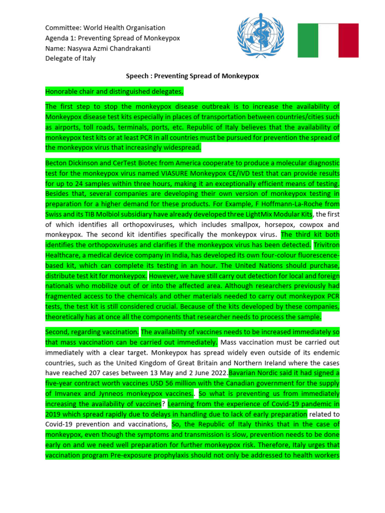 Speech Mun Conference | PDF | Vaccines | Medical Specialties
