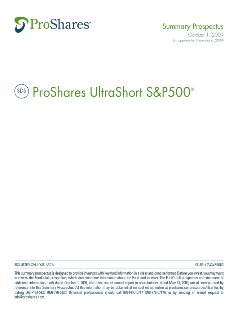 Sds Summary Prospectus | PDF | Derivative (Finance) | Stock Market Index