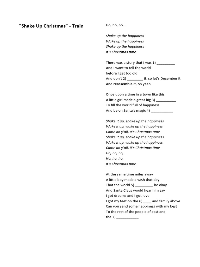 Shake Up Christmas - Listening To A Song | PDF