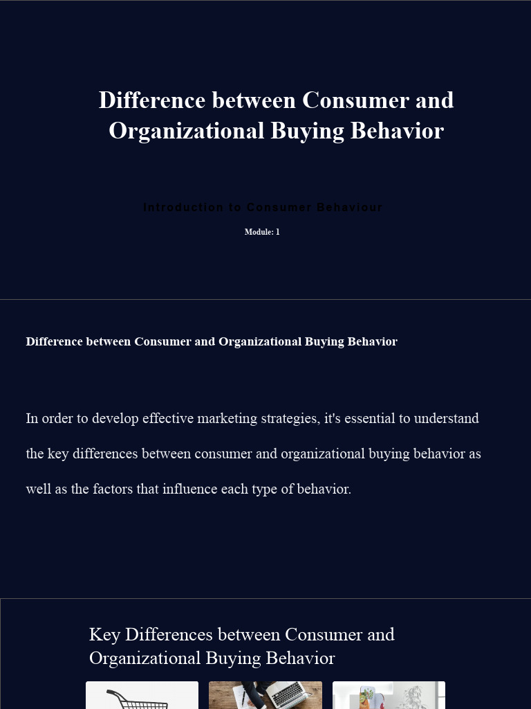 Consumer vs. Organizational Buying Behavior | PDF | Behavior | Consumer ...