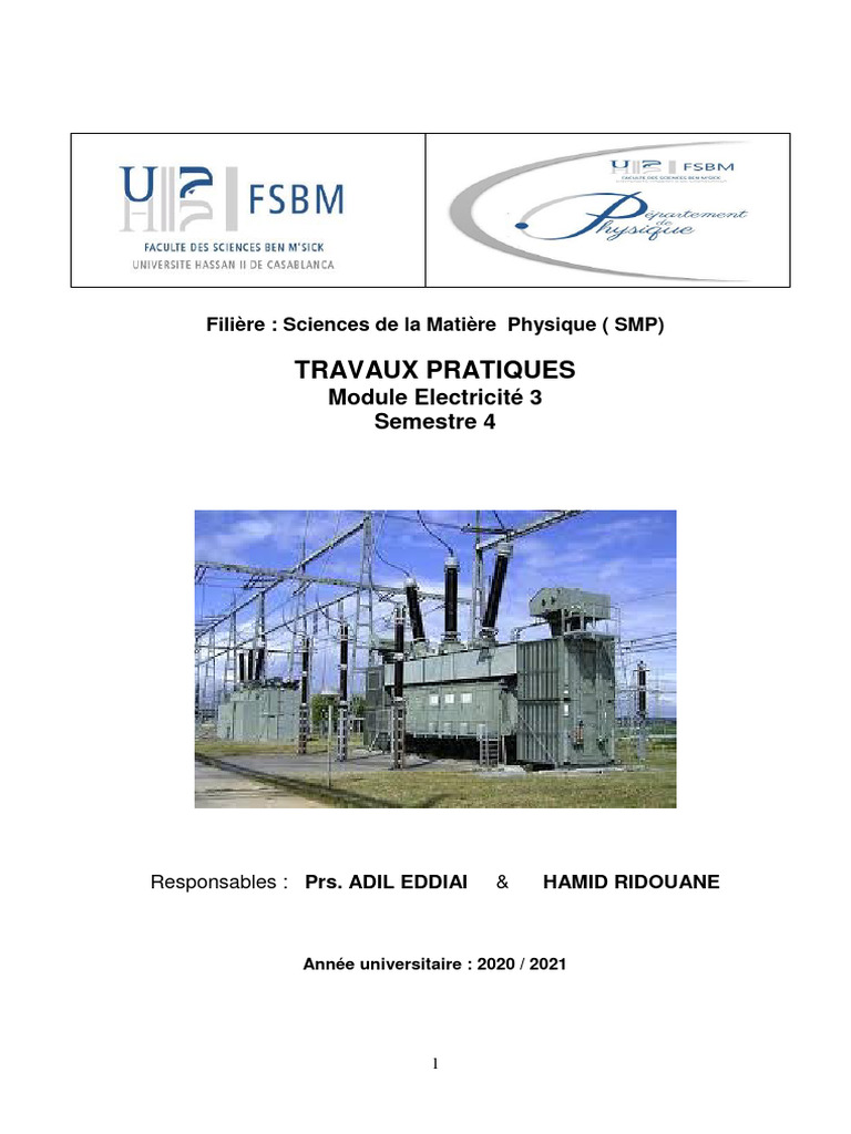 Polycopie TP Electricite. 3 - 2020-21 | PDF