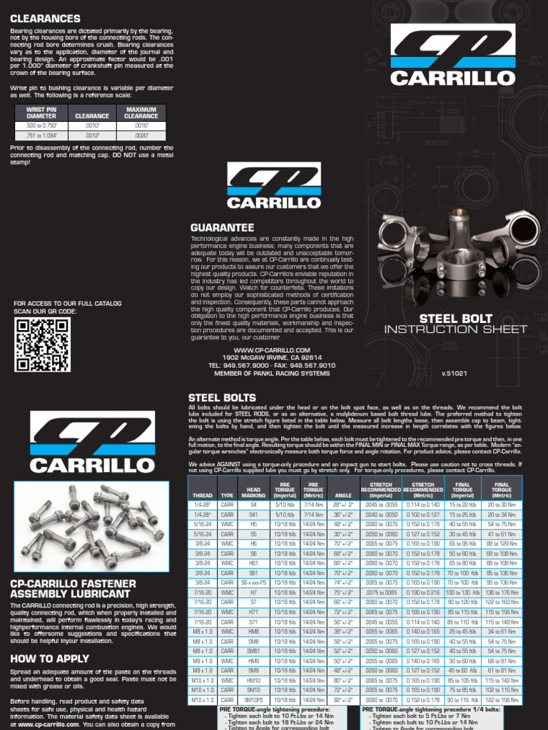21 Steel Bolt Instruction Sheet | PDF | Screw | Torque