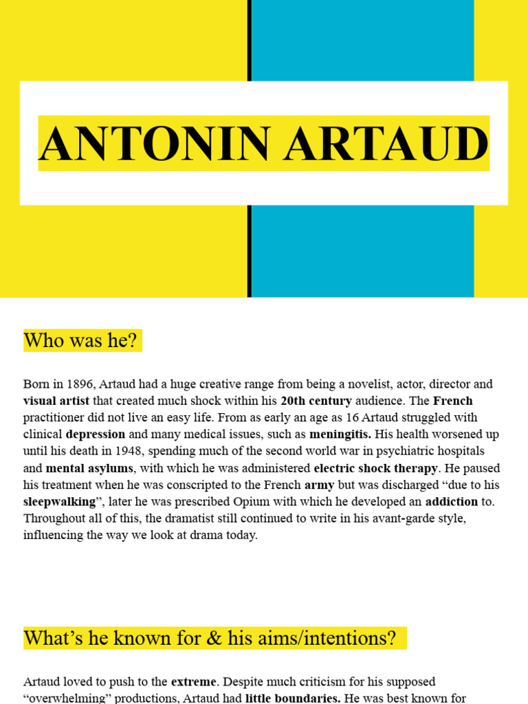 Antonin Artaud: Pioneer of Theatre of Cruelty | PDF
