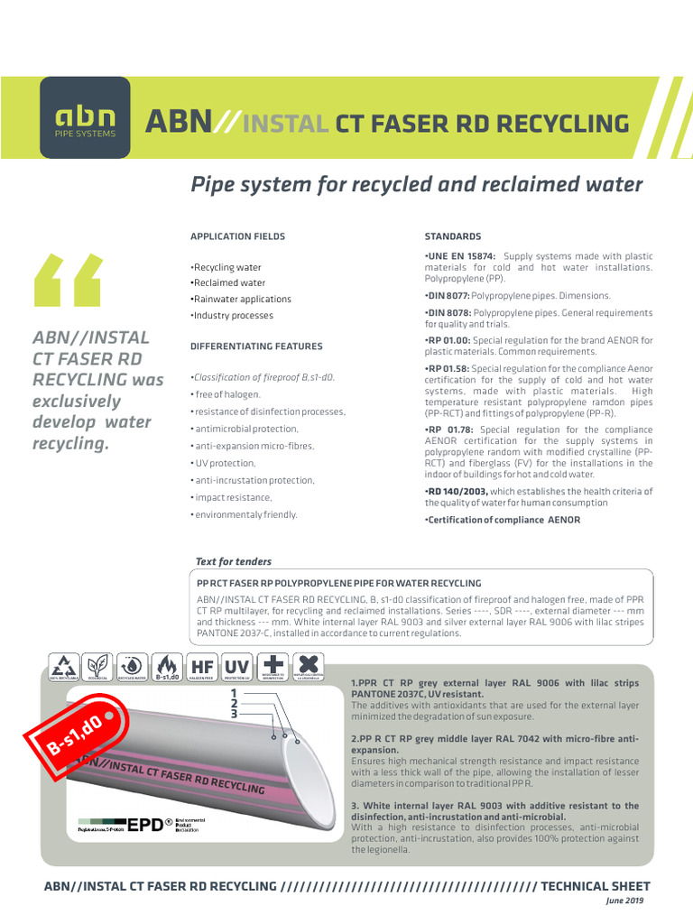 Abn CT Faser RD Recycling Technical Sheet | PDF | Building Materials ...