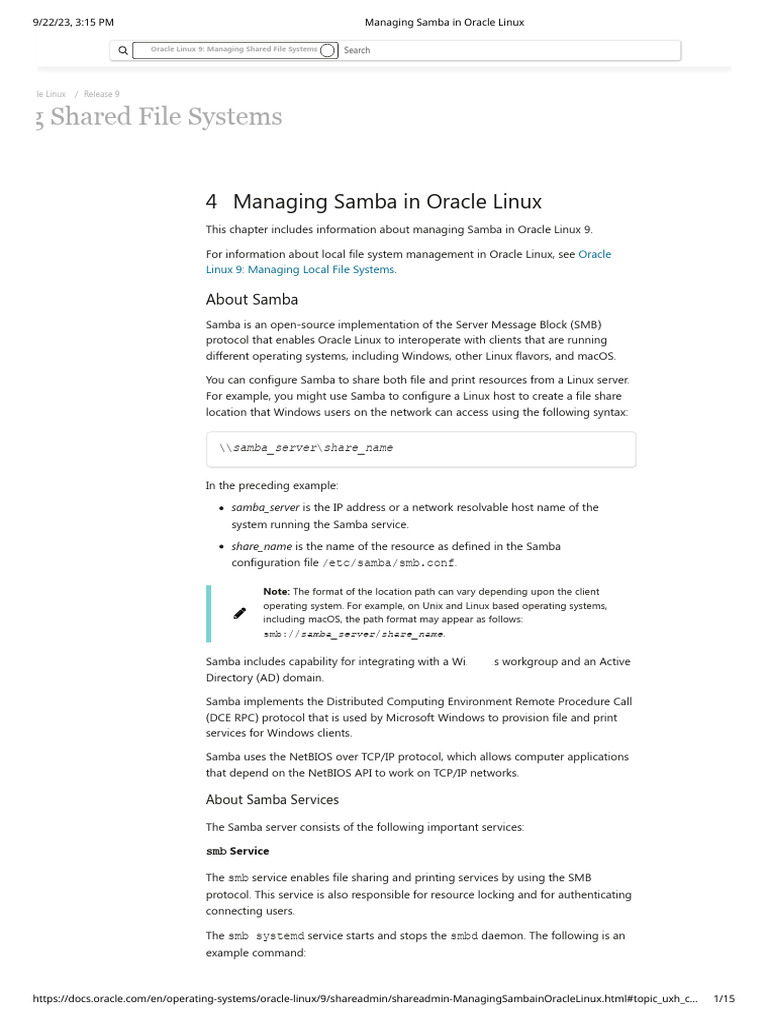Managing Samba in Oracle Linux | PDF | Utility Software | Unix