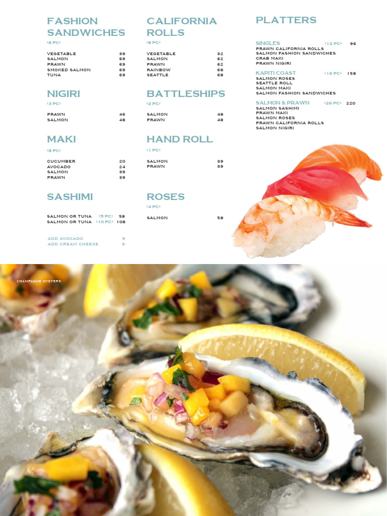 Baobab Cafe and Grill Menu | PDF | Sushi | Hamburgers
