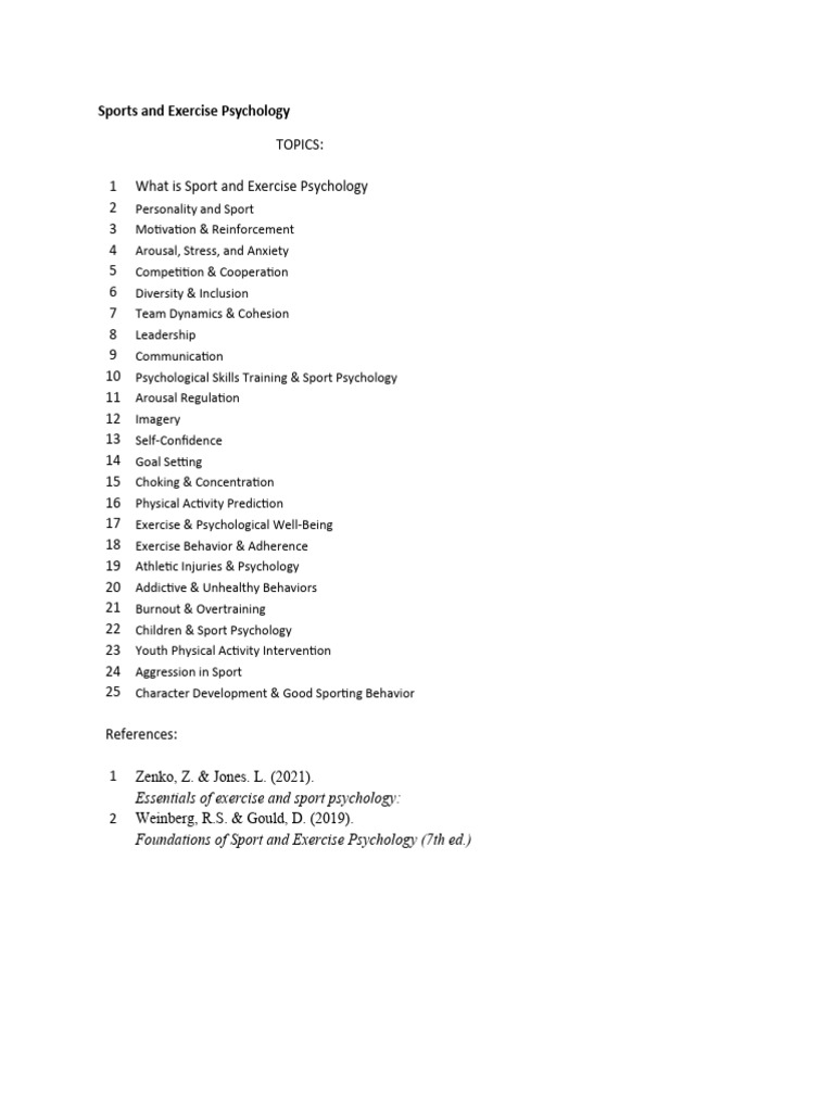 Sports and Exercise Psychology | PDF