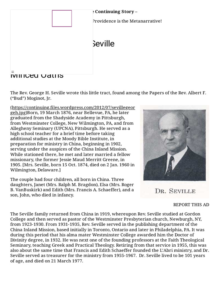 Pai da Edith Schaeffer-George H. Seville | PDF