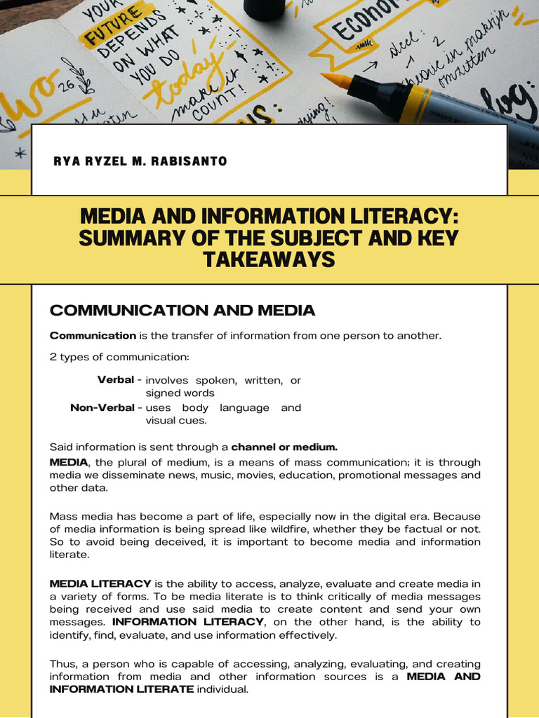 MIL Summary and Key Takeaways | PDF | Communication | Social Media