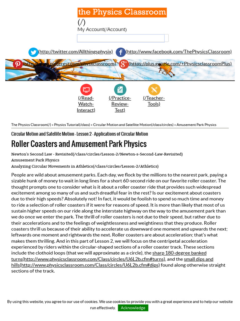 Amusement Park Physics | PDF | Force | Acceleration