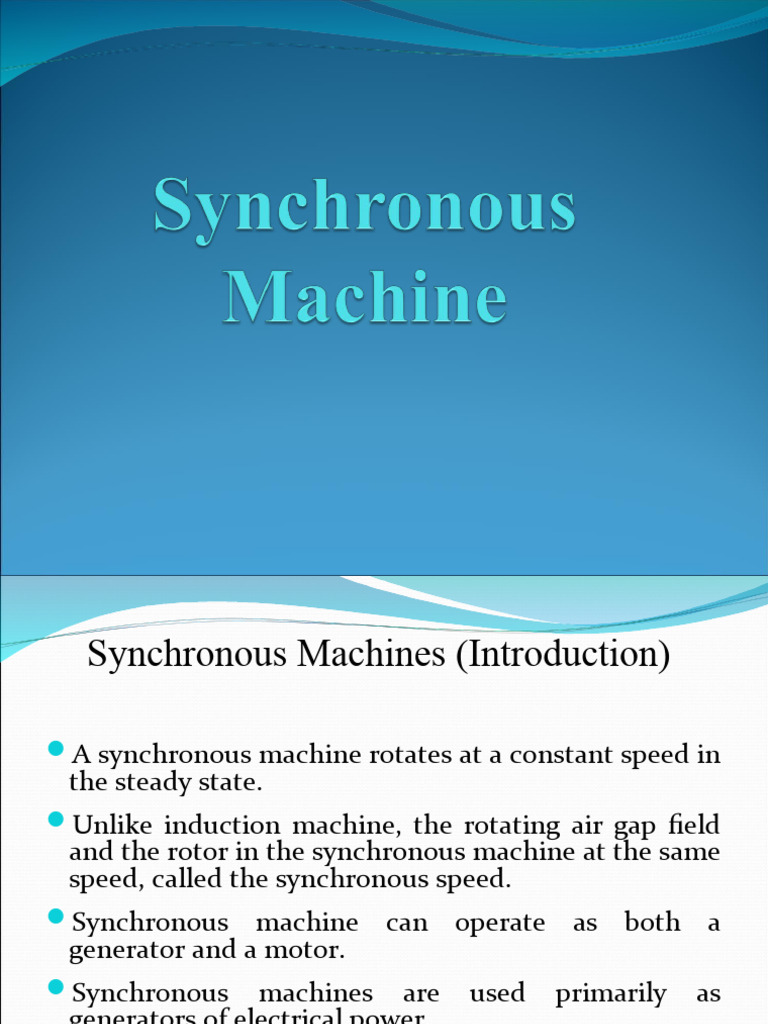 Synchronous Machine PPT - DPC | PDF | Electric Motor | Magnetic Devices