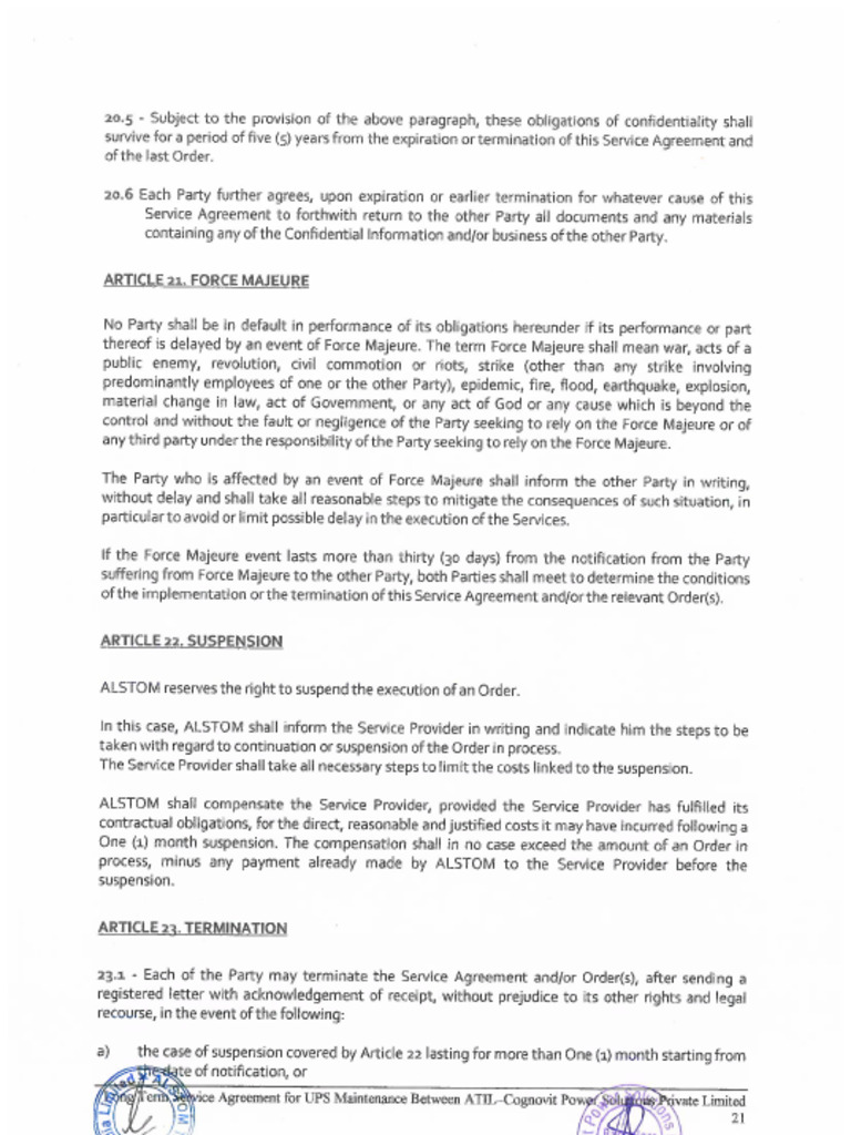 UPS - Agreement With Scope of Work-BTP (Cognovit) - 21-30 | PDF